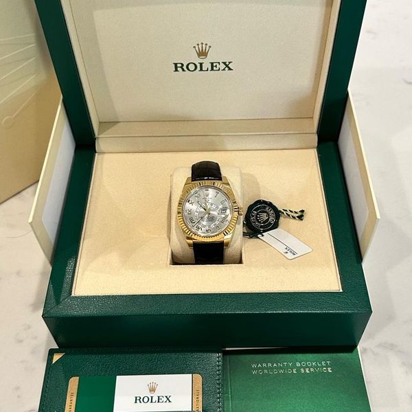 FS: Rolex Sky-Dweller 42mm 18K Yellow Gold Silver Roman 326138 Watch on ...
