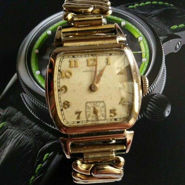 1949 Vintage HAMILTON 17 Jewels EMERY 10k GP 987 MVMNT Mens Wrist Watch ...