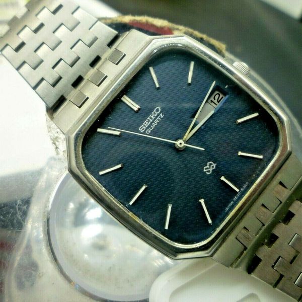Mens 33mm SEIKO SQ Quartz 2j 2633-5040 Blue Vint 1988 SS 7" wrist Watch ...