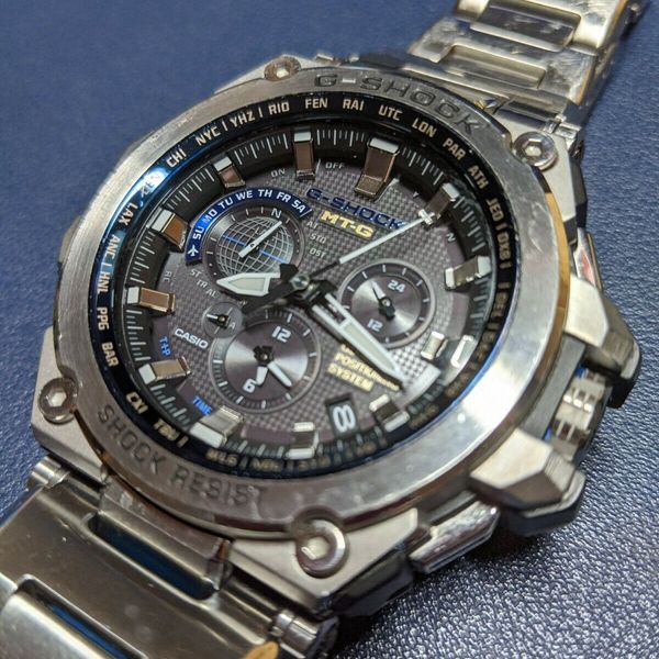 CASIO G-SHOCK MT-G MTG-G1000 5455 GPS and Atomic 6-Band w/ Blue trim ...