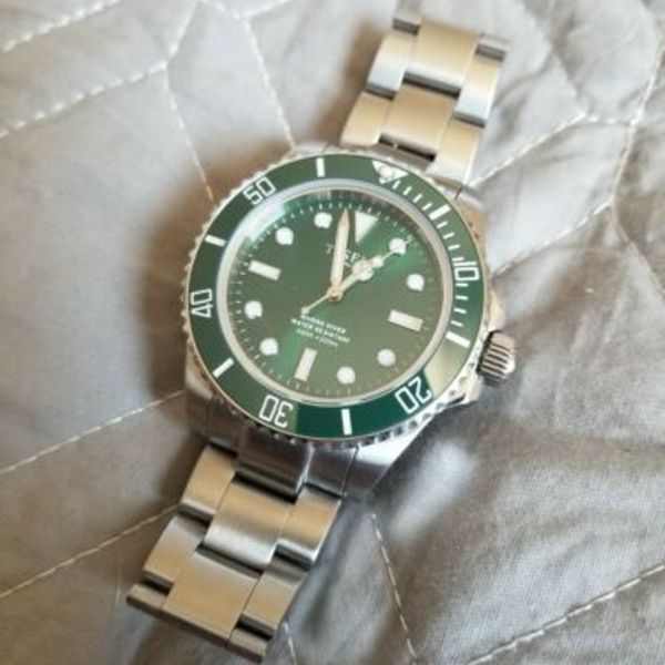 TISELL Green Marine Diver No Date (Submariner “Hulk” Homage) Automatic ...