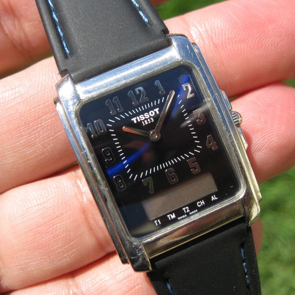 FS: Retro Tissot Blue Dial Digital Analog Timer Chronograph GMT Alarm ...