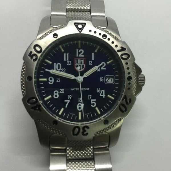 Luminox SWISS MADE Men's 1594 Marine Series Blue Dial Stainless-Steel ...