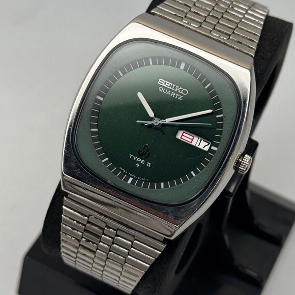 Rare Seiko TV Shape Type 2 Ref 7546-6000 Green Men late 80's Watch ...