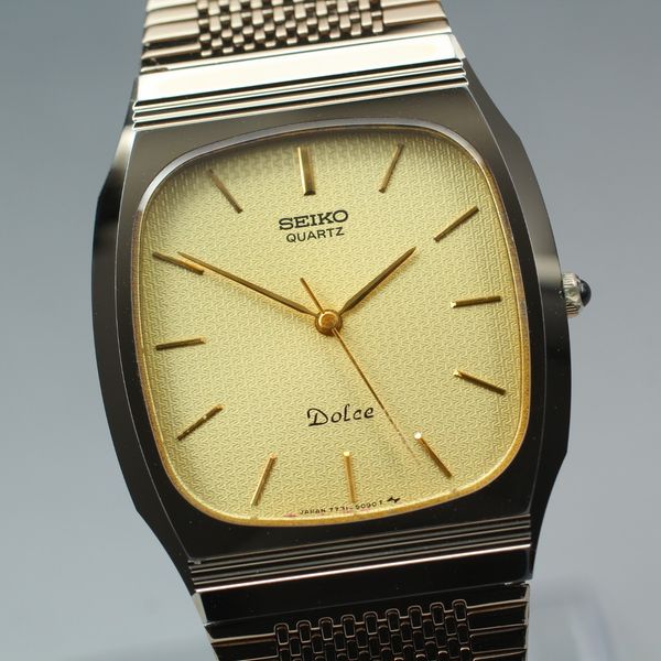 [MINT] Vintage SEIKO DOLCE 7731-5091 Gold Qz Mens Watch From JAPAN ...