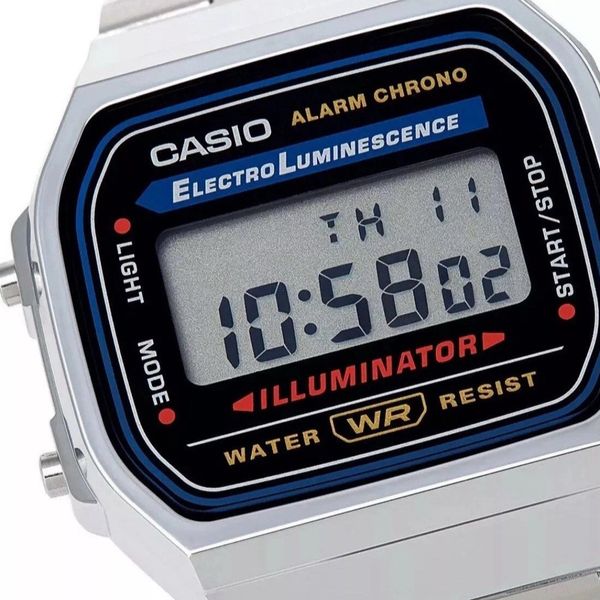Casio Vintage A168 A168WA-1 38.6mm Womens Mens Silver Band Square ...