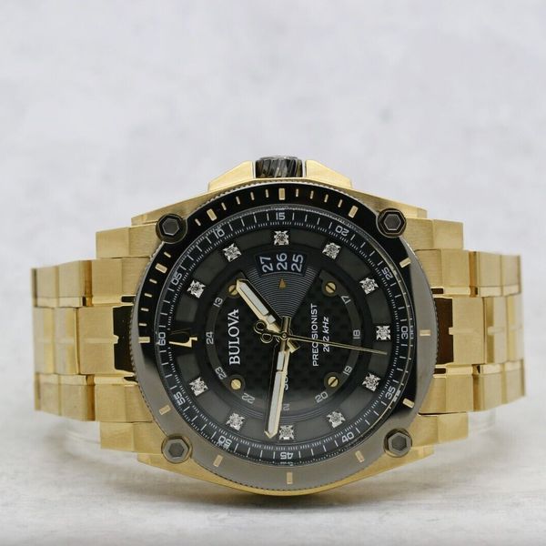 Bulova Precisionist Men's Watch 98D156 Diamond Accent Gold Tone ...