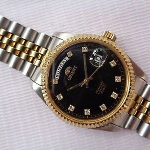 SAPPHIRE CRYSTAL ORIENT JAPAN DIAMOND DIAL OYSTER MODEL MEN'S AUTOMATIC ...