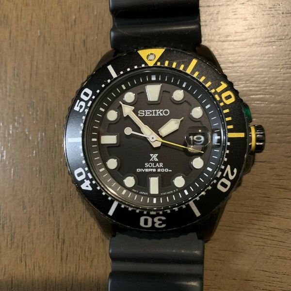 Seiko Prospex Quartz Diver Men's Watch Solar 200M Yellow Black SNE441 ...