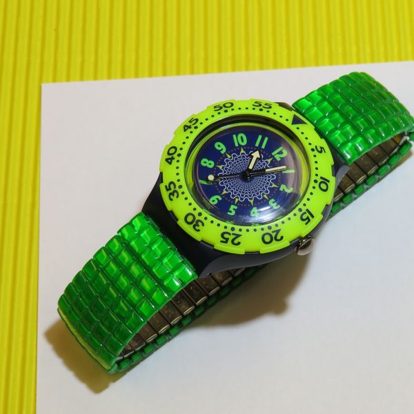 Swatch Scuba ROWING with Neon Green Flex Strap in NEW but NO Box ...