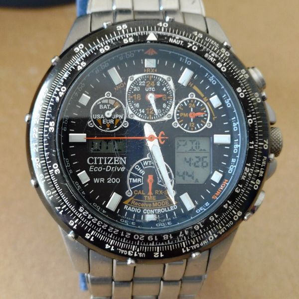 Citizen SkyHawk Titanium Eco-Drive Radio-Controlled Chronograph Watch ...