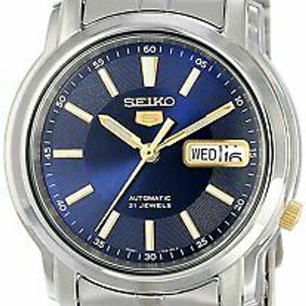 Seiko 5 SNKL79 Automatic Day-Date Blue Dial Stainless Steel Men's Watch ...