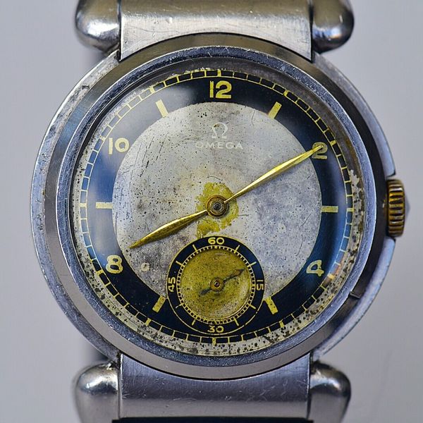 1939 OMEGA Scarab Lugs cal. 26.5 SOB Bulseye Dial Manual Swiss Watch D ...