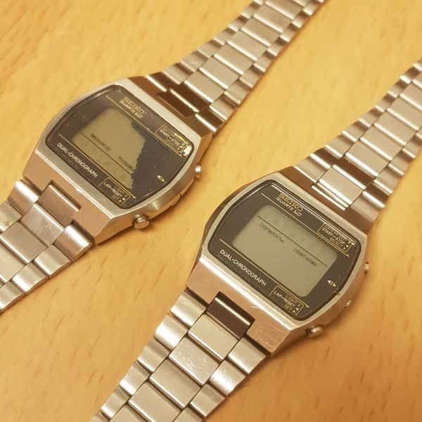 2 Vintage Seiko 0138 5000 LCD Dual Chronograph watch for parts or ...