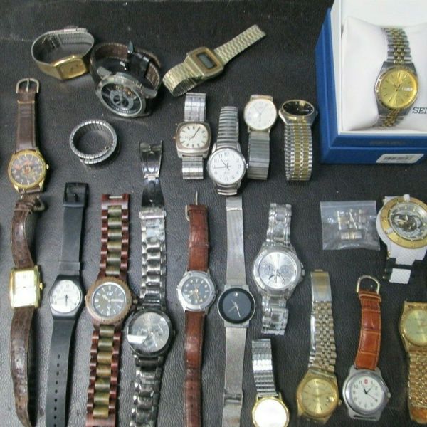 Lot of 24 Seiko Invicta Swiss Army Pulsar Guess Timex Men's Quartz ...