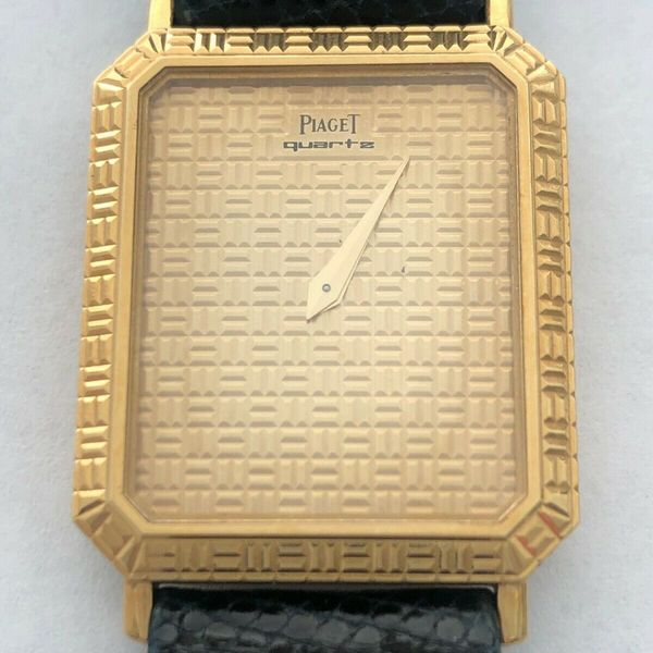 VINTAGE MEN`S ELEGANT PIAGET 18K YELLOW GOLD QUARTZ DRESS WATCH- 7143 ...
