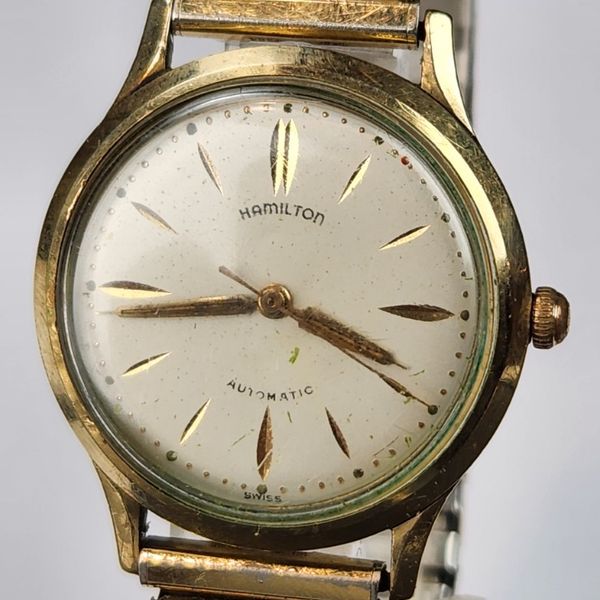 Vintage Hamilton 10k Gold Filled Bezel Automatic Men's Watch Working ...
