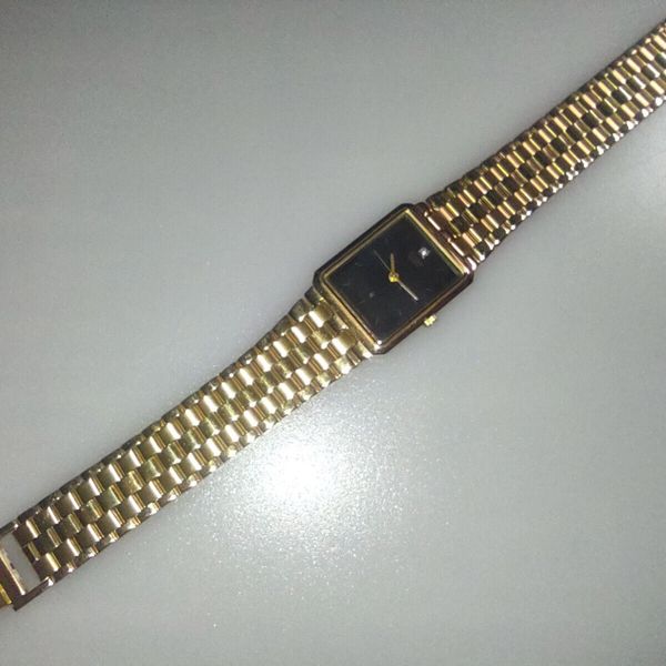 VTG Citizen CQ Tank Style Men Black Dial Gold Tone Case/Band New ...