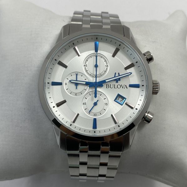 Bulova Sutton Chronograph Quartz Silver Dial Stainless Steel Men's ...