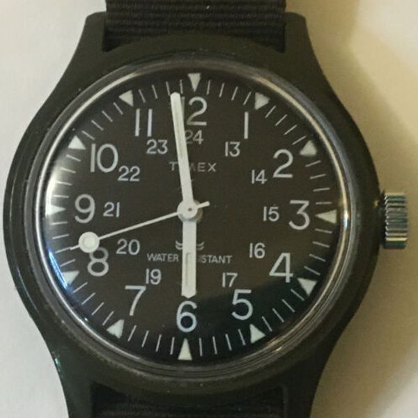 Vintage Timex Military Watch 24 HR MacGyver / Camper Field Dark Green ...