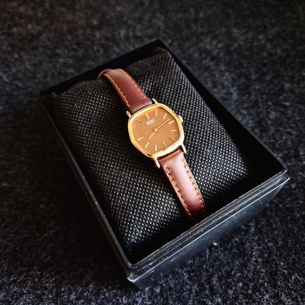 Rare Seiko Classic Hexagon Bronze Dial Quartz Leather Vintage Women ...