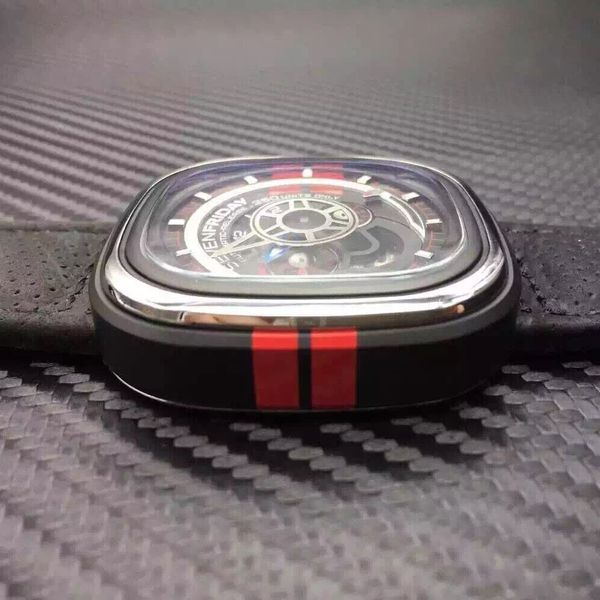 Original w/Box Sevenfriday P-Series P01/05 Black Dial Leather Strap Men ...