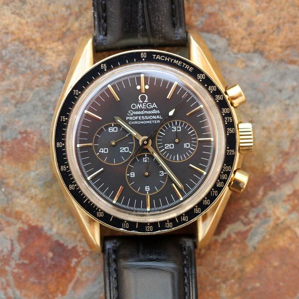SOLD 1992 Solid Gold Omega Speedmaster 3694.50 Moonwatch Chronometer LE ...