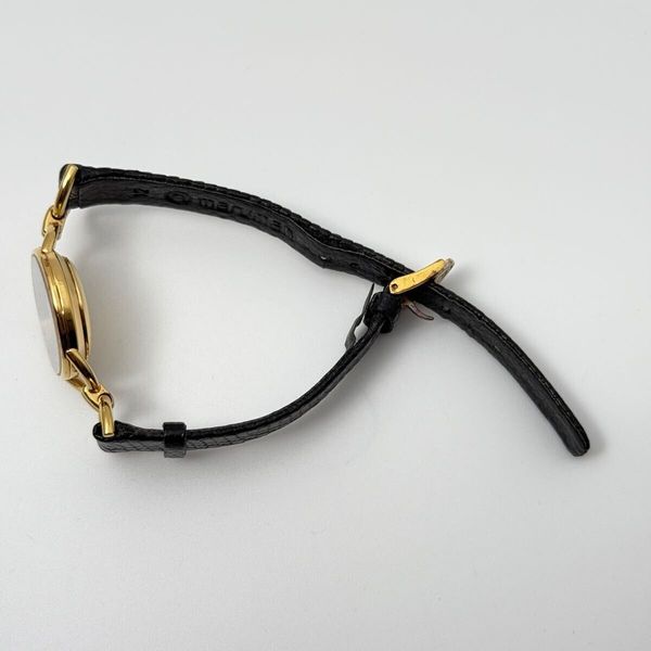 GUCCI 6000.2.L Black Dial Gold Watch Black Leather Vintage 90's Quartz ...