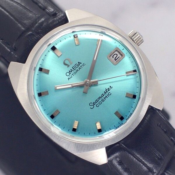 OMEGA SEAMASTER COSMIC AUTOMATIC 24 JEWEL CAL.565 DATE SKY BLUE DIAL ...