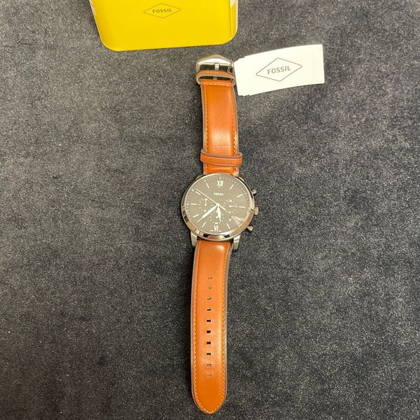 Fossil Neutra Mens Brown Silver Leather Band Chronograph Quartz ...