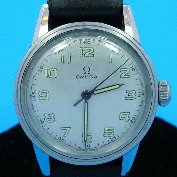 RARE VINTAGE 1938 OMEGA MILITARY MANUAL WIND LUMINOUS DIAL WATCH ...