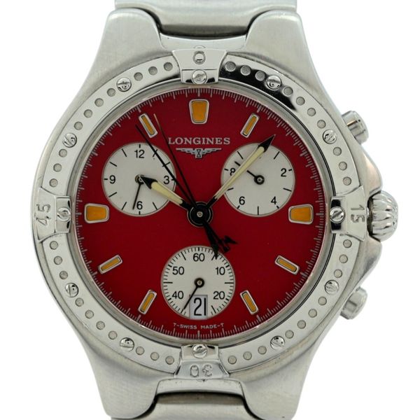 Longines 38mm Men's Chronograph Red Dial SS Watch Ref: L3.614.4! (Needs ...