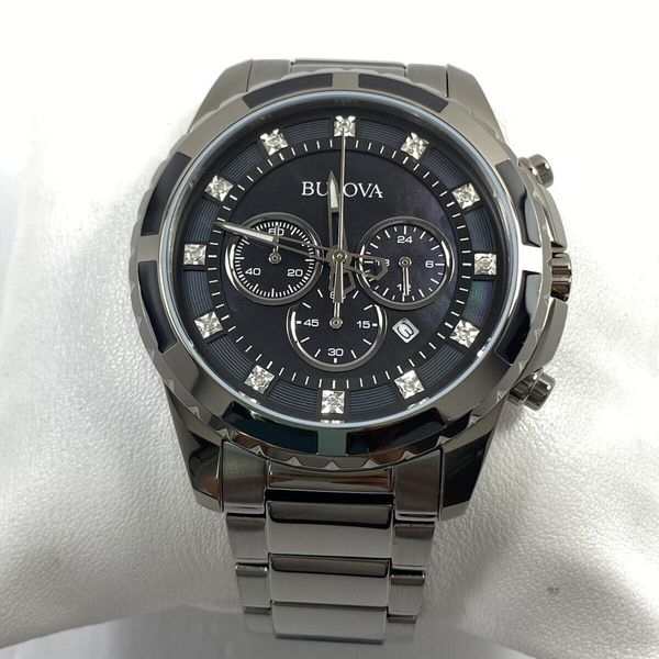 Bulova Chronograph Diamonds Quartz MOP Dial Stainless Steel Men's Watch ...