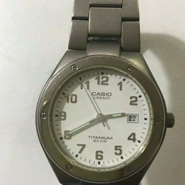 Pre Owned Casio Lineage Titanium Man's Wristwatch 5Bar Analog Face ...
