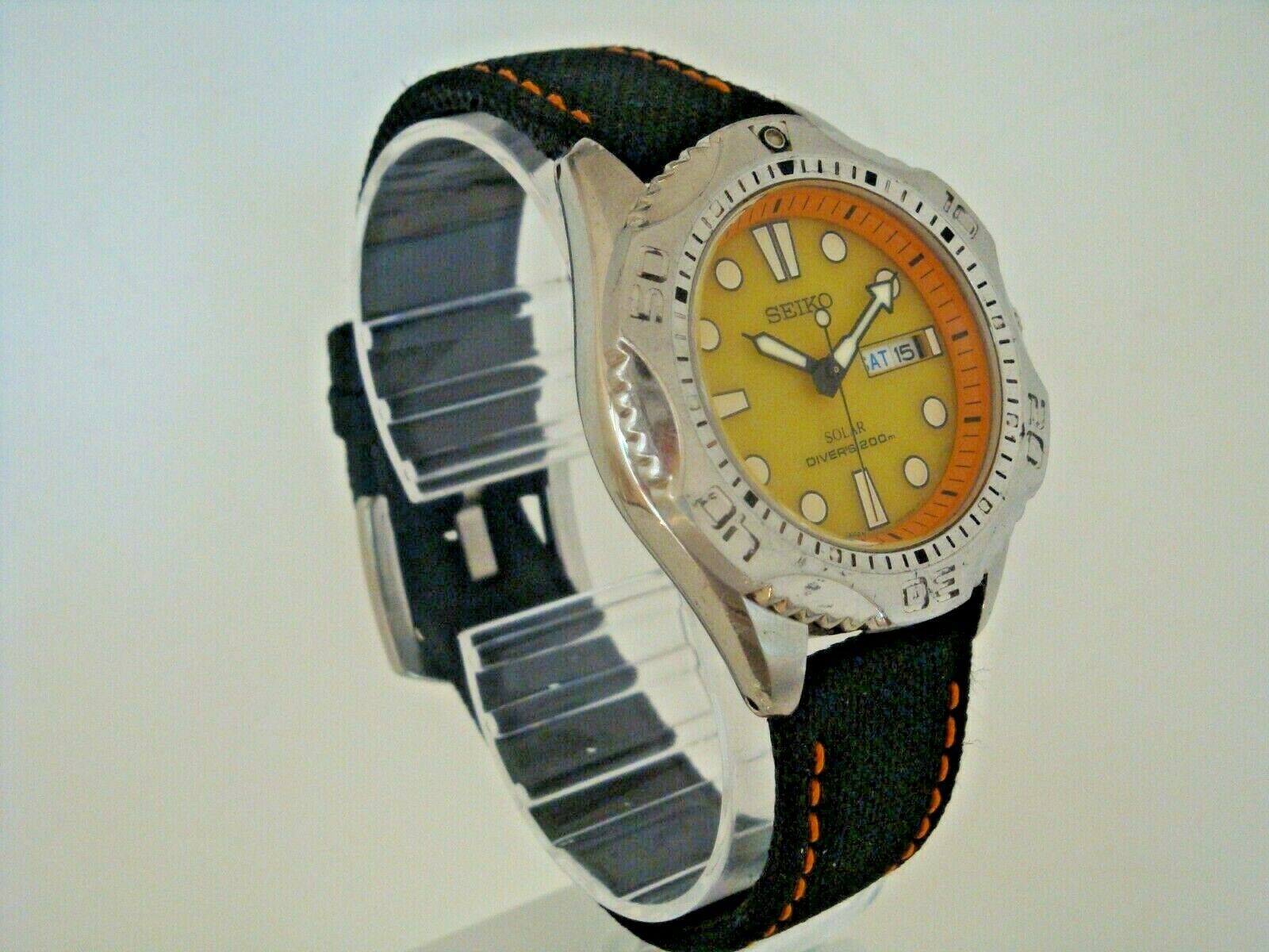 Seiko Solar Diver. SNE109. Gents orange divers watch. Working. V158 ...