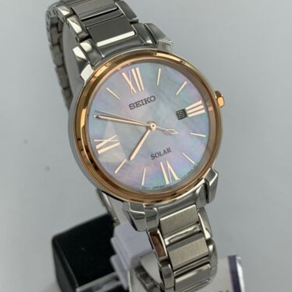 Ladies Seiko Solar Rose And Steel Watch Mother Pearl Dial SUT326P1. 2 ...