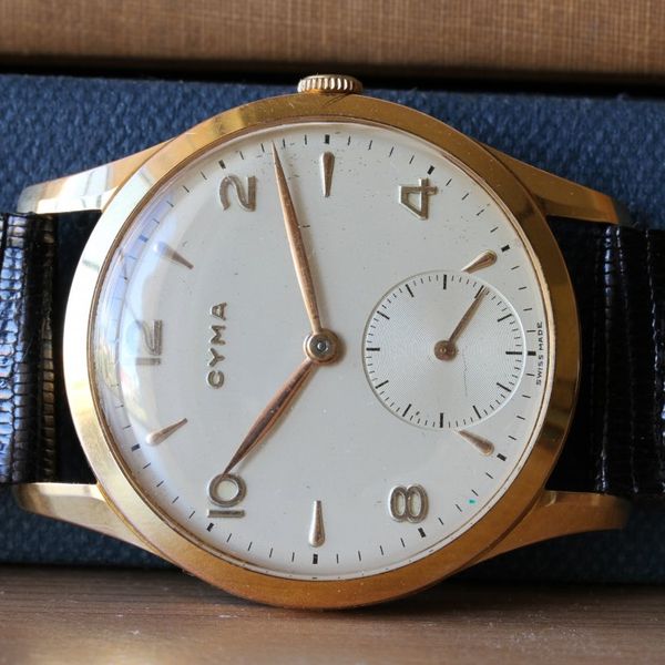 SOLD CYMA 18k Solid Gold Watch, Vintage, "Jumbo" | WatchCharts Marketplace