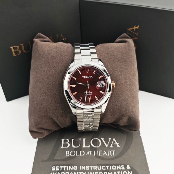 Bulova Surveyor 98B422 Classic Red Dial Automatic Men's Calendar Watch ...