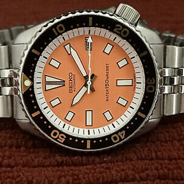 VINTAGE ORANGE FACE MODDED SEIKO DIVER 7002-7009 AUTOMATIC MEN'S WATCH ...