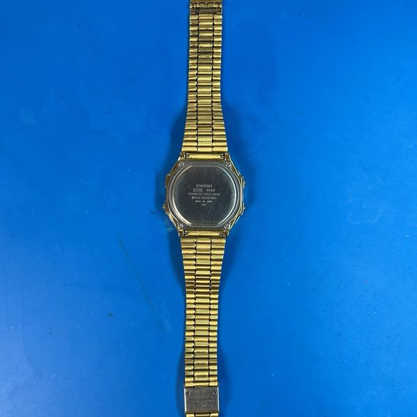 Casio Electro Luminescence 9" Goldtone Digital Watch Alarm WR New ...