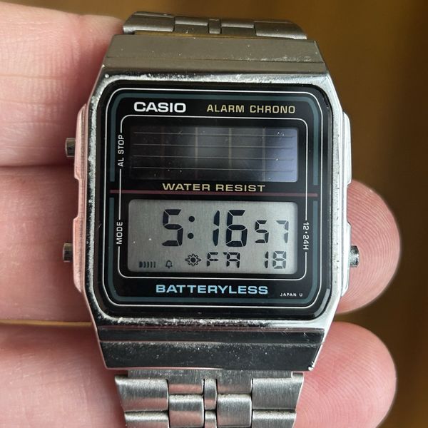 Casio AL-180 Battery less Solar 2505 Digital Chrono Watch made in Japan ...