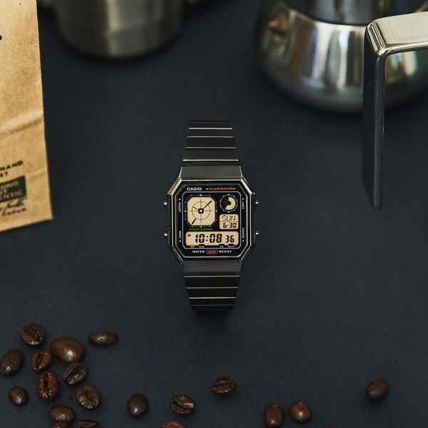 Casio Vintage Retro-Futuristic Analog-Style Digital Black Grey Watch ...