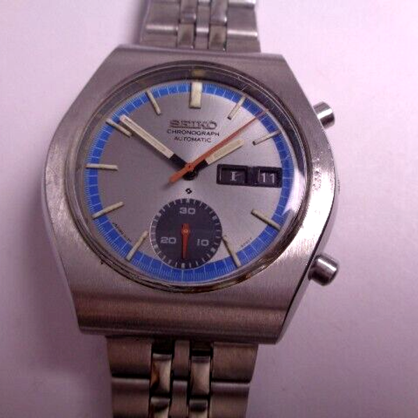 Seiko Chronograph Mens Watch Day/Date Automatic Silver Dial 6139-8020 ...