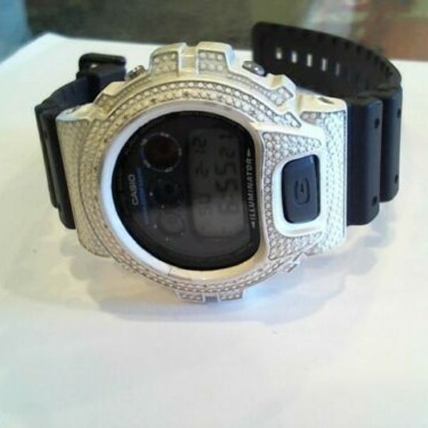 casio g shock 3230 dw6900 dw-6900 white w/ Real Diamonds | WatchCharts