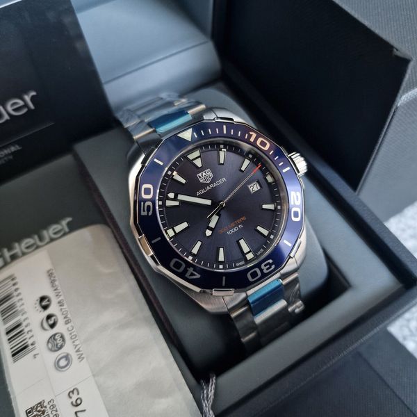 New TAG Heuer Aquaracer Quartz 43mm Blue Dial Ref: WAY101C.BA0746 ...