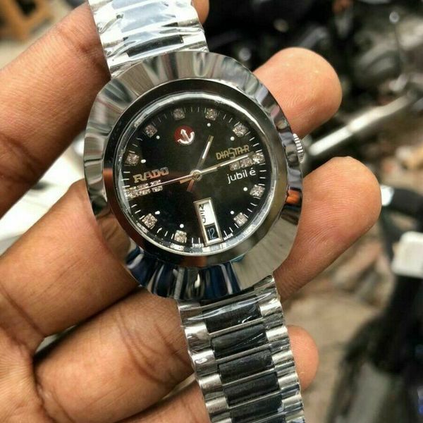 Vintage Used Rado Diastar Automatic Black Dial 36 MM Men's Watch White ...