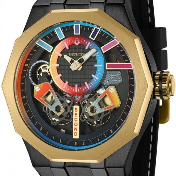 Invicta Men's Specialty Black Dial Pinball Automatic Semi Skeleton ...