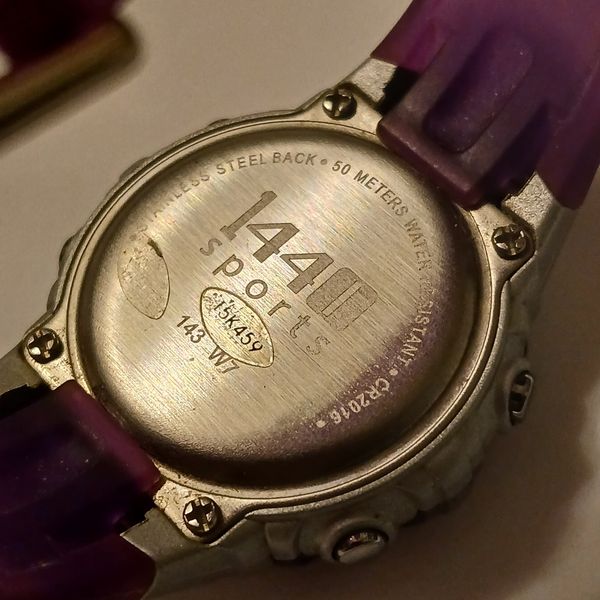 Timex 1440 Sports T5K459 Digital Quartz Chronograph Purple Gray Indiglo ...