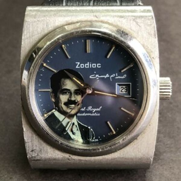 Special ZODIAC ZENITH President Saddam Hussein Iraq Automatic BLUE ...