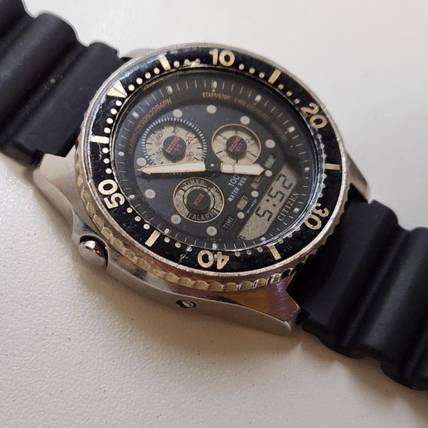 VINTAGE CITIZEN COMBO DIVER ANA DIGI 8946 WATCH MADE IN JAPAN ...